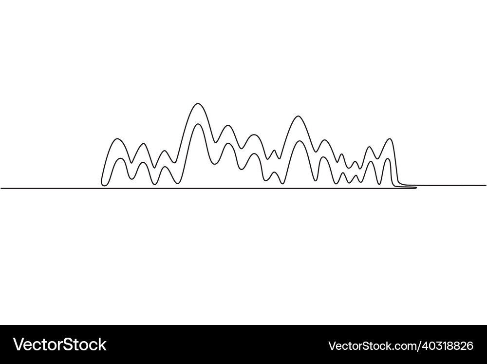 Single continuous line drawing black music sound Vector Image
