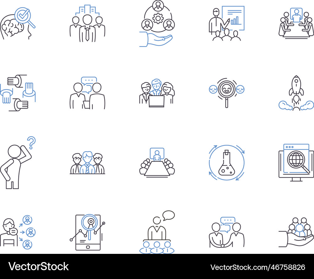 Teambuilding icons outline collection team Vector Image