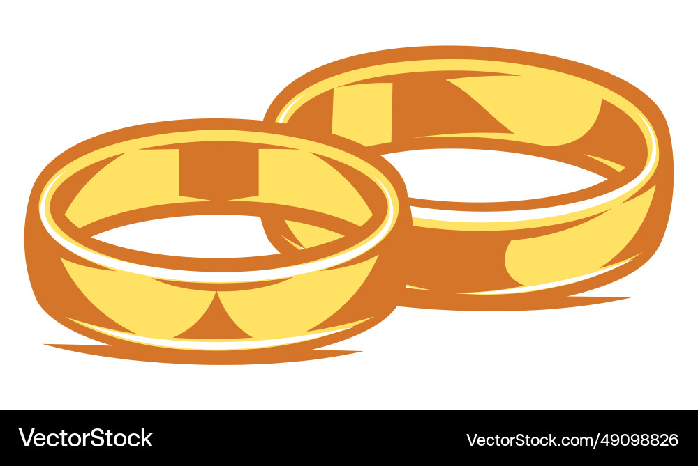 Two gold wedding rings on a white background Vector Image