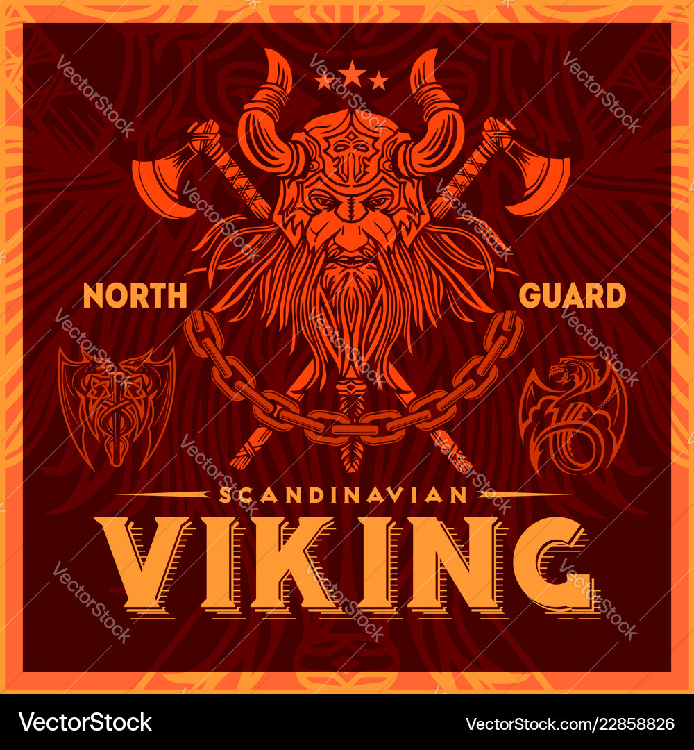 Viking Emblem T-Shirt Print Royalty Free Vector Image