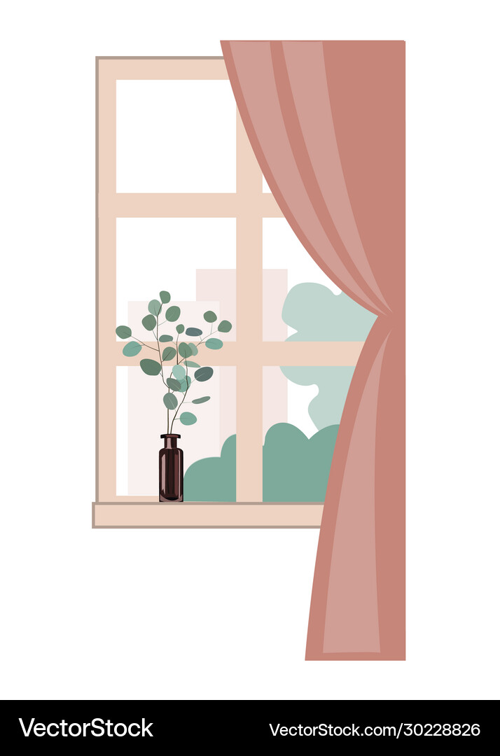 Window overlooking city buildings and trees Vector Image