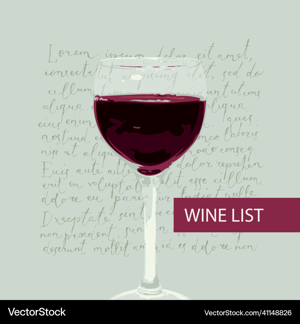 Wine list with wineglass and lorem ipsum Vector Image
