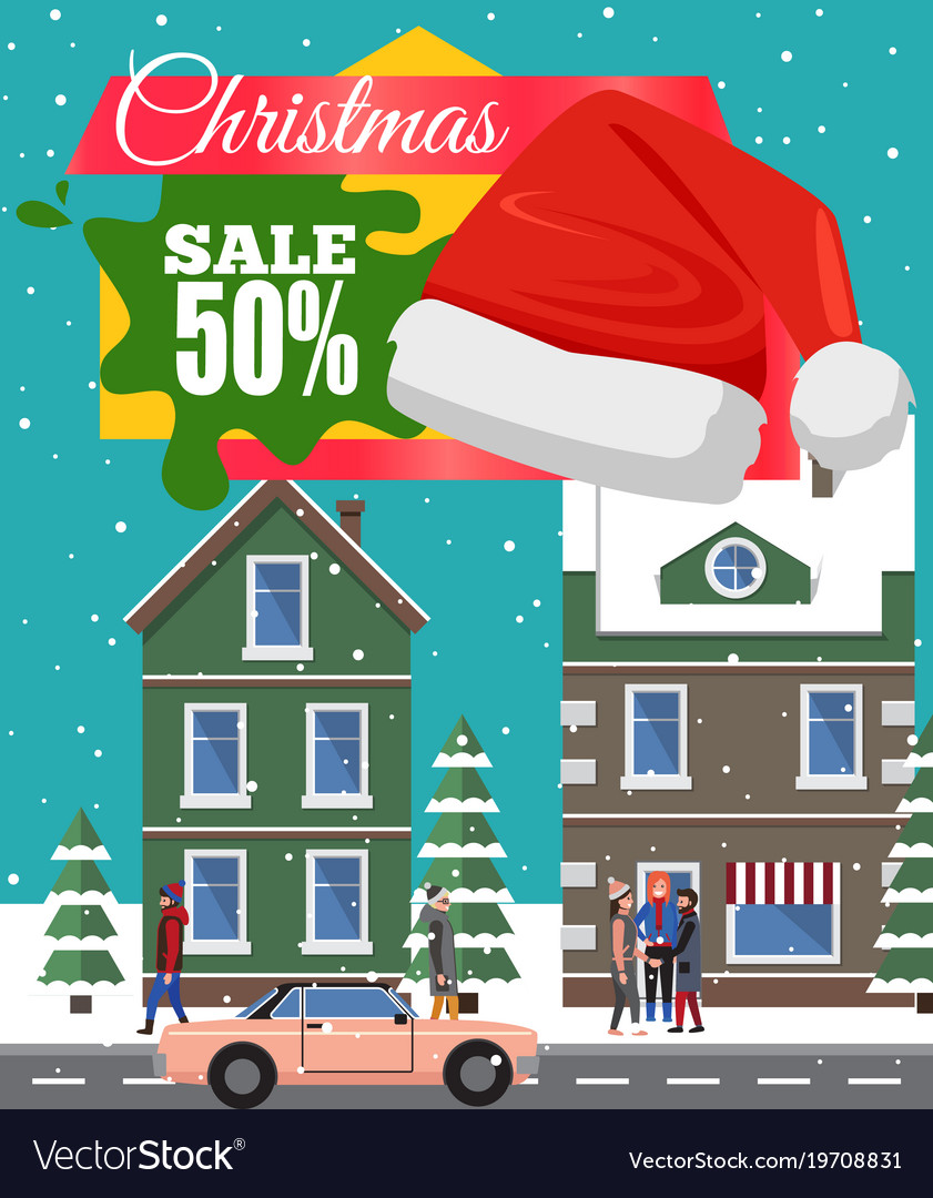 Christmas sale -50 off poster Royalty Free Vector Image