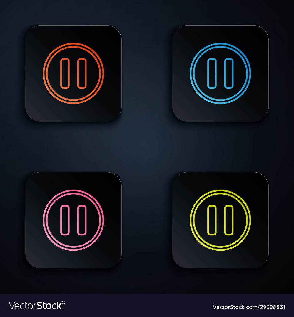 Color neon line pause button icon isolated Vector Image Color neon line pause button icon isolated Vector Image