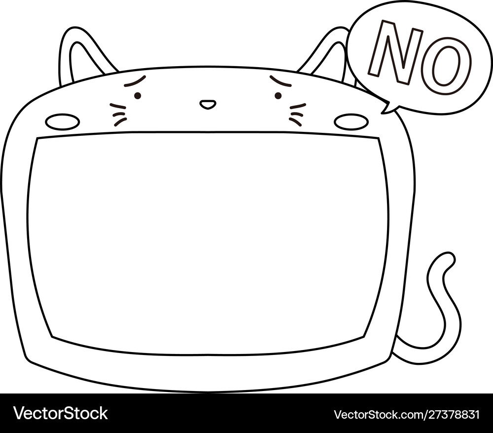 Cute cat whiteboard outline Royalty Free Vector Image
