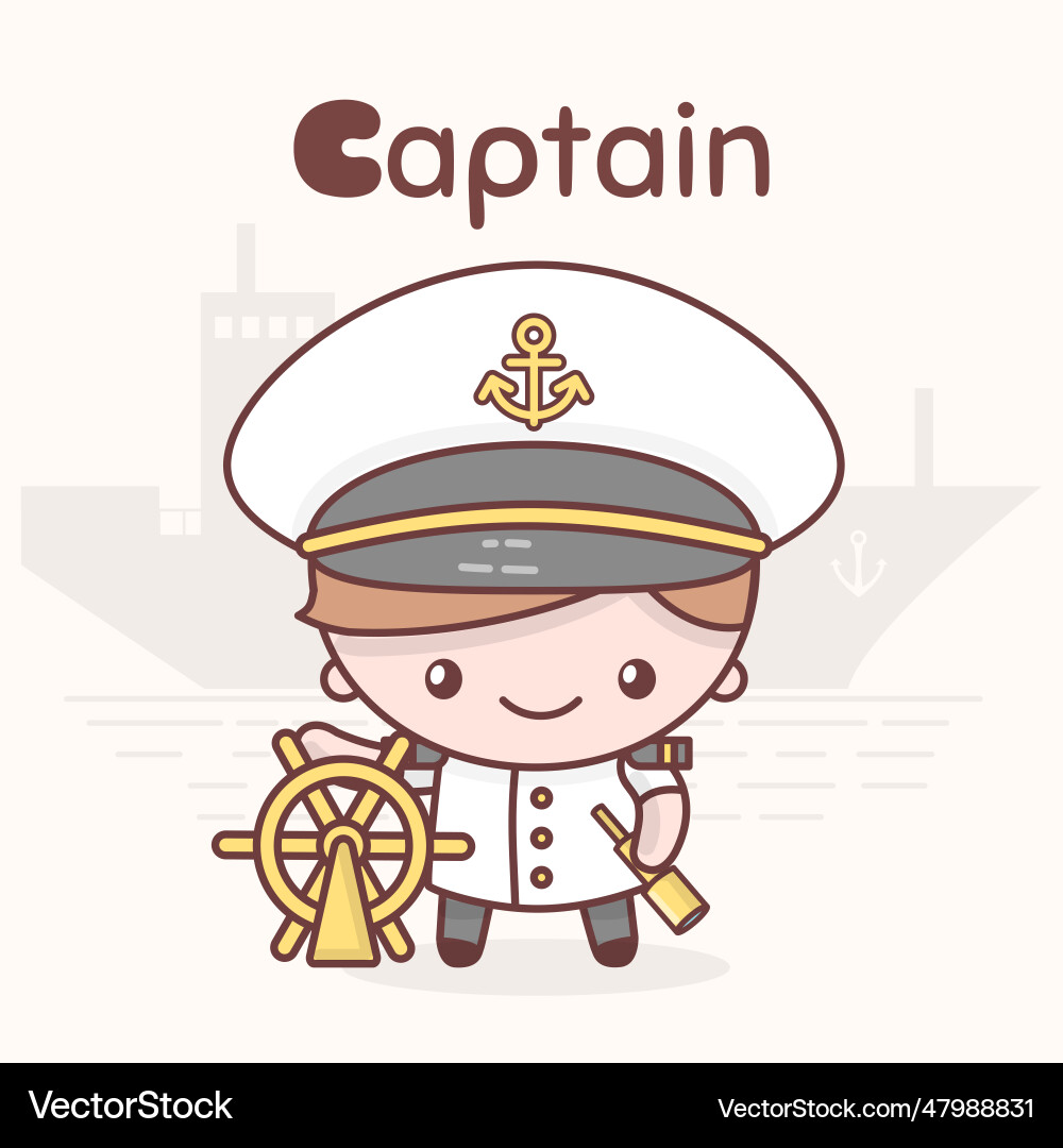 Cute chibi kawaii characters alphabet professions Vector Image