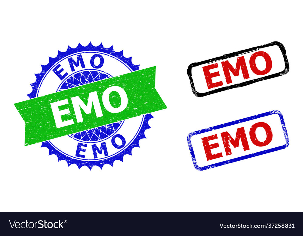 Emo rosette and rectangle bicolor watermarks Vector Image