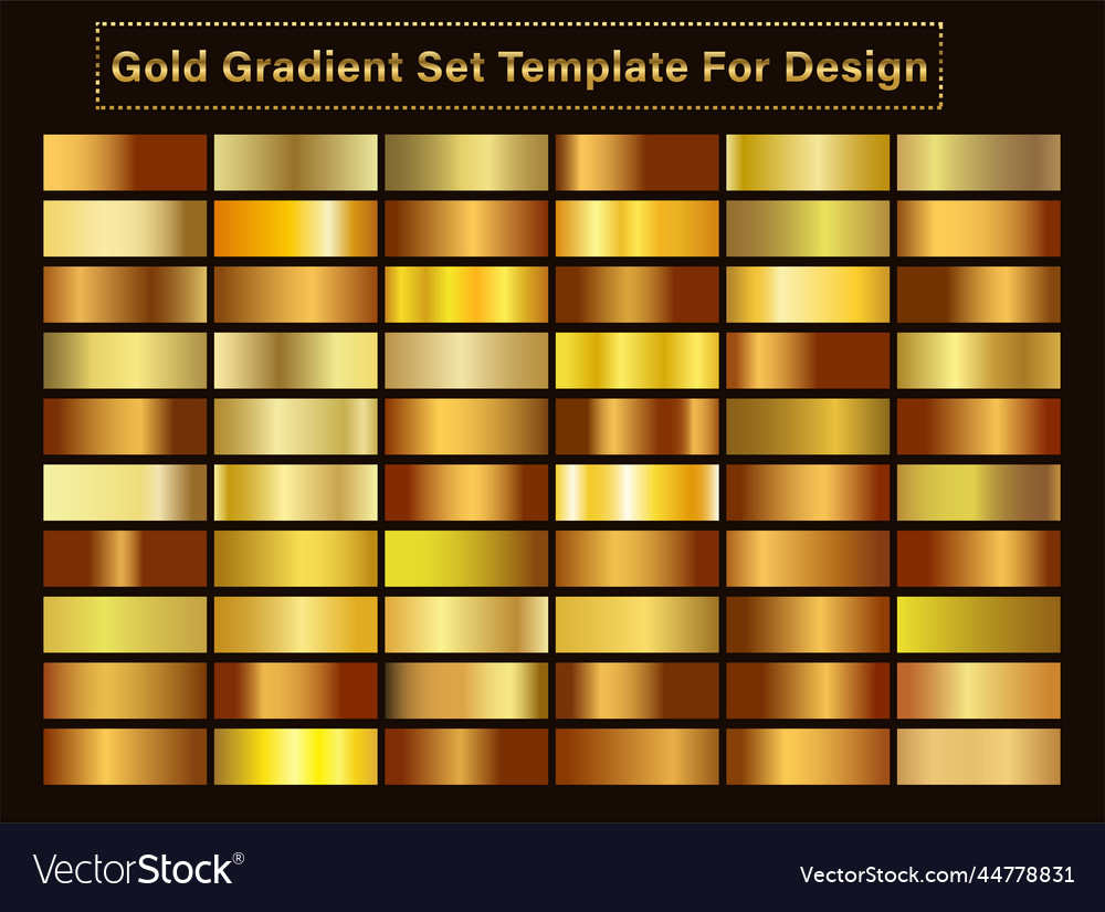 Golden gradient pattern or template set Royalty Free Vector
