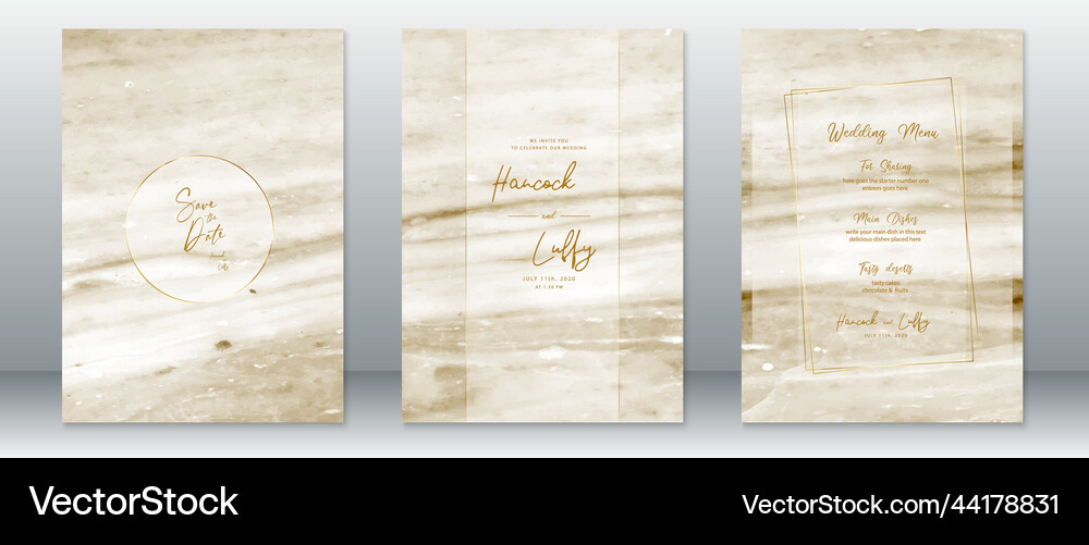 Golden wedding invitation card template Royalty Free Vector