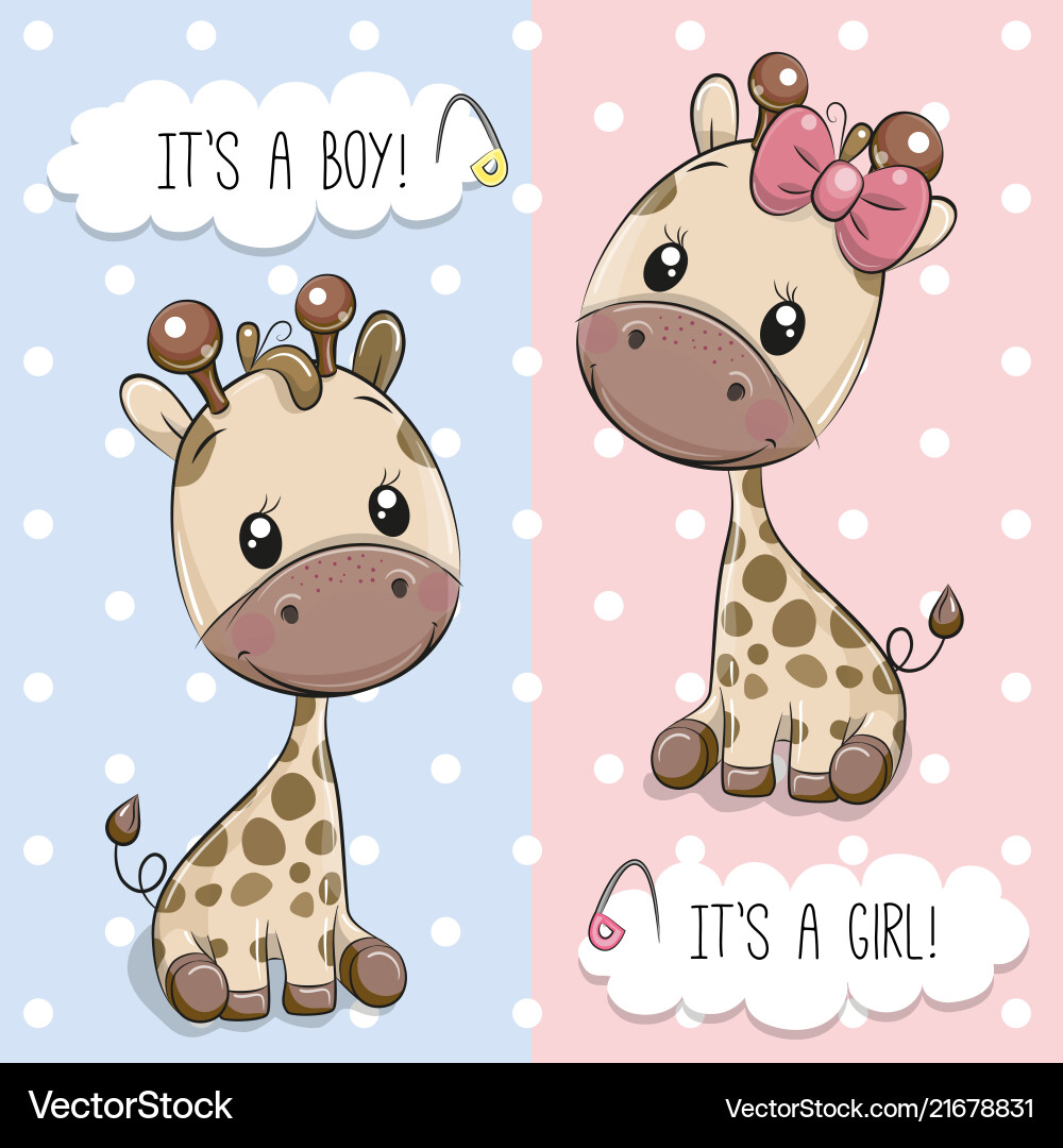 Greeting card with cute giraffes Royalty Free Vector Image