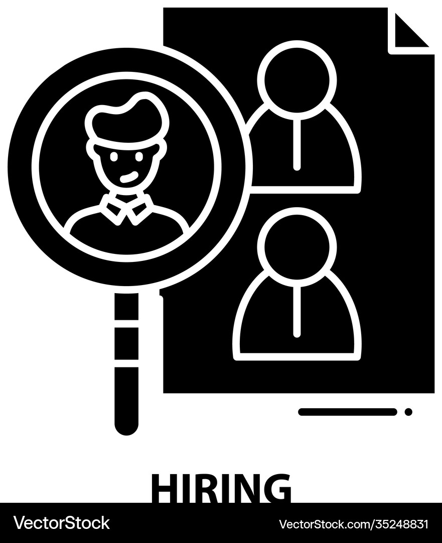 Hiring icon black sign with editable Royalty Free Vector