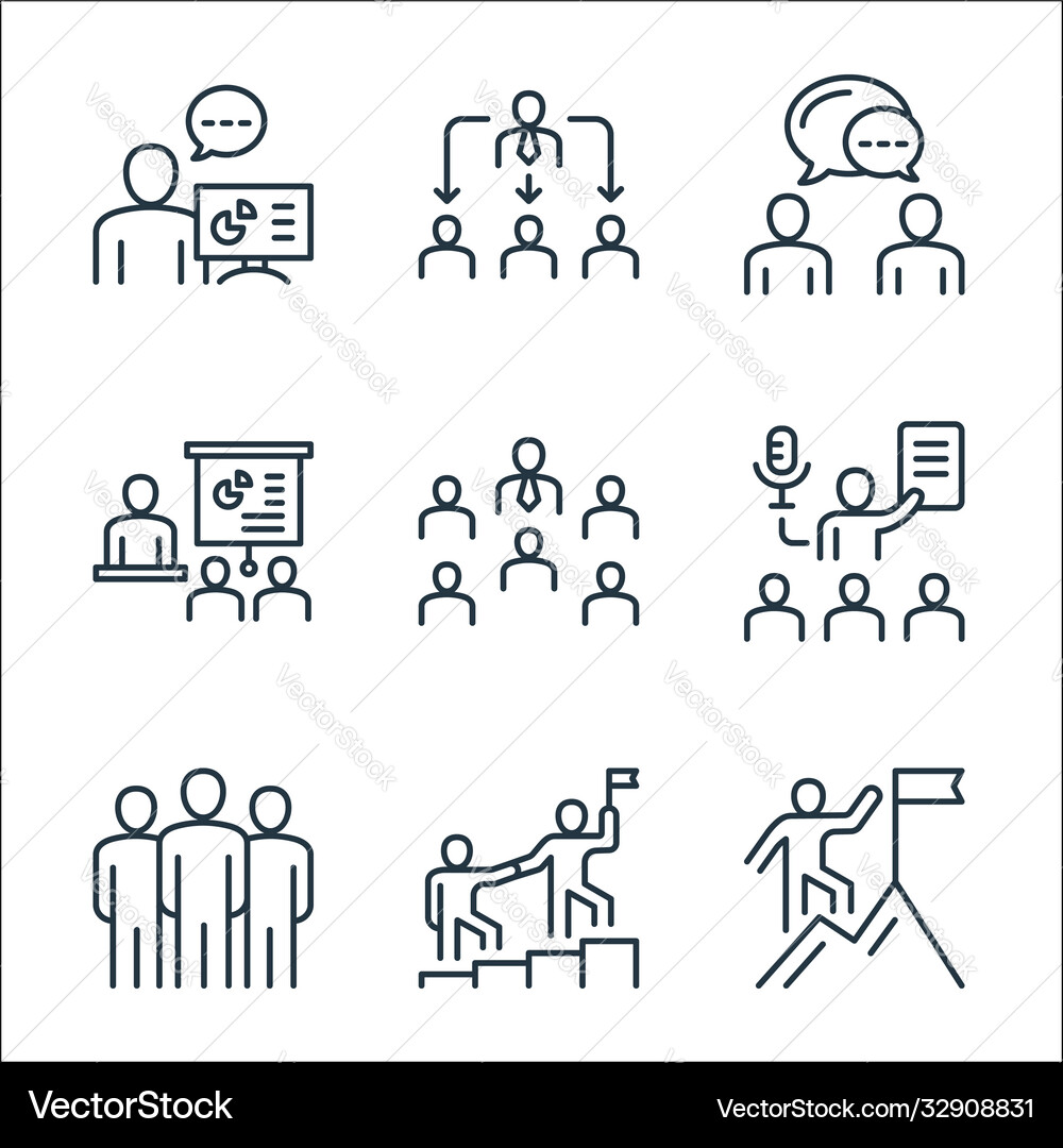 Leadership line icons linear set quality line set Vector Image