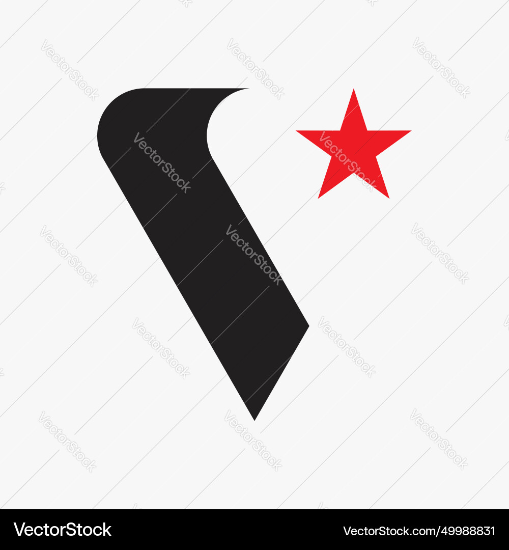 Letter v with star icon logo Royalty Free Vector Image