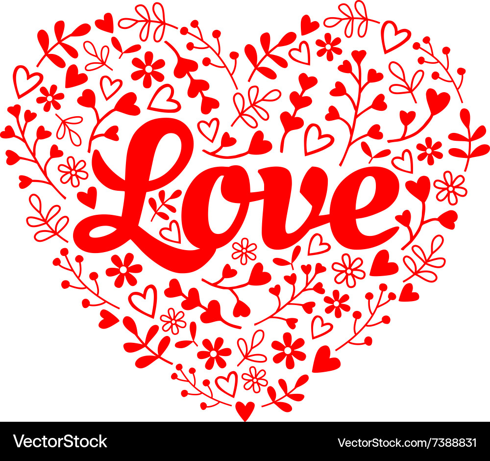 Love red flower heart Royalty Free Vector Image