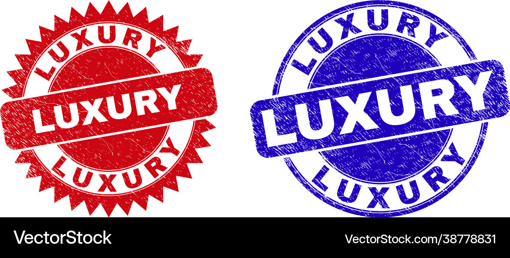 Luxury rounded and rosette stamps with grunged Vector Image
