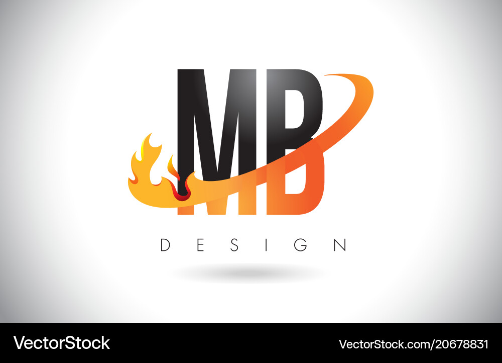 Mb m b letter logo with fire flames design Vector Image