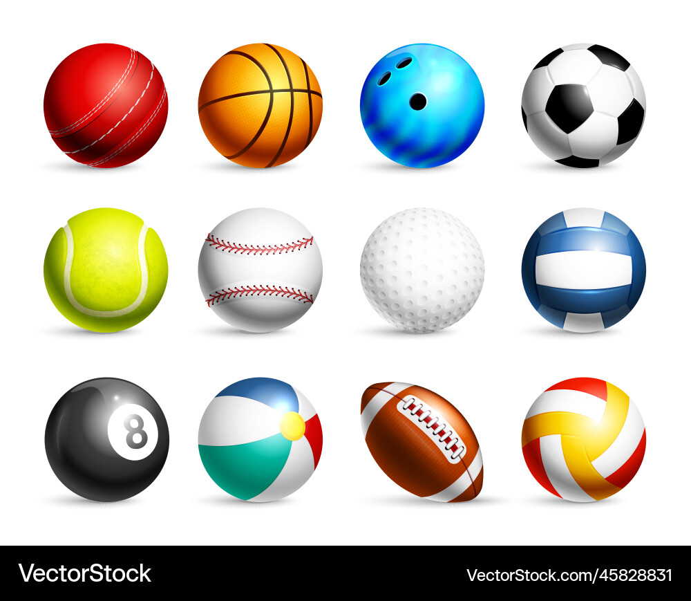 Realistic sport ball icon set Royalty Free Vector Image