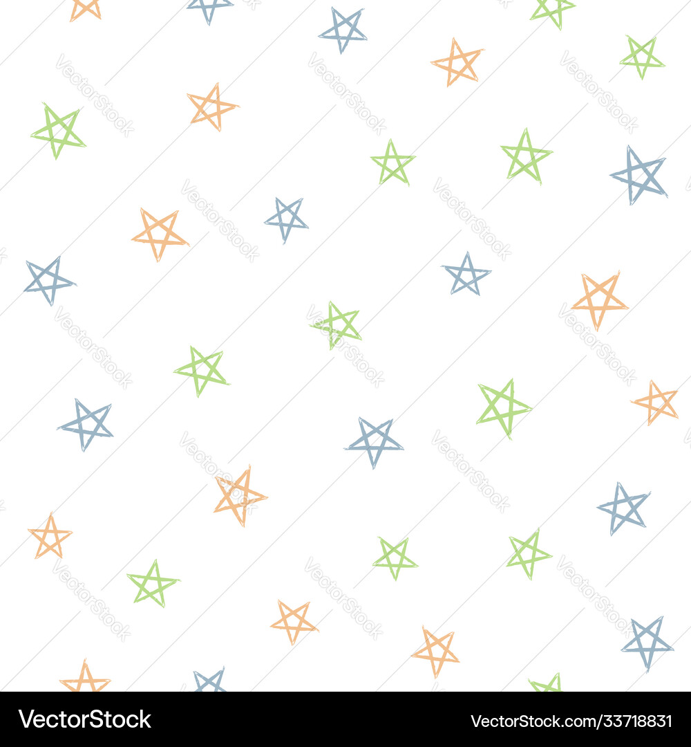 Scattered stars drawn hand with rough brush Vector Image