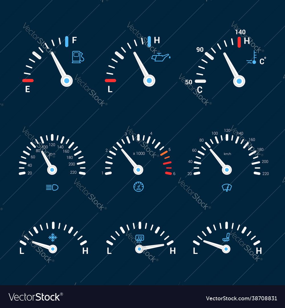 Speedometer interface icons Royalty Free Vector Image