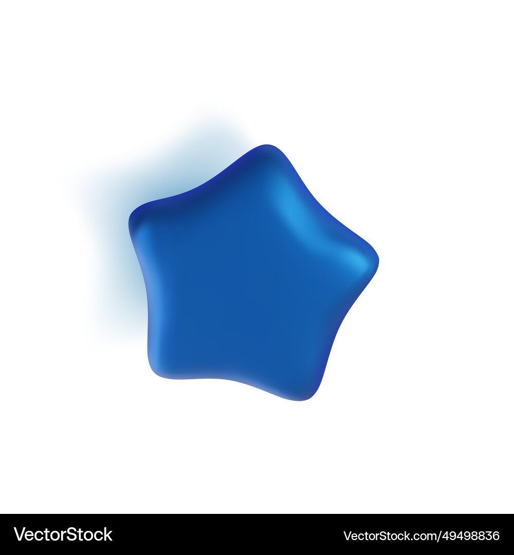 3d little blue star cartoon style Royalty Free Vector Image