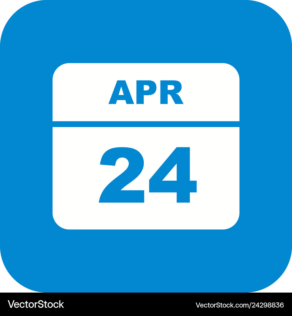 April 24th date on a single day calendar Vector Image