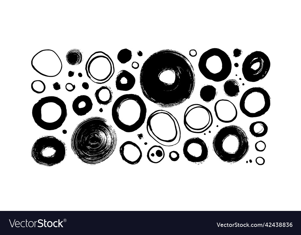 Bold and thin grunge circles collection Royalty Free Vector