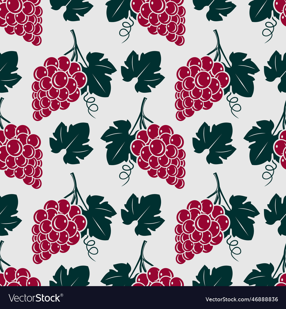 Grape and leaf seamless pattern Royalty Free Vector Image