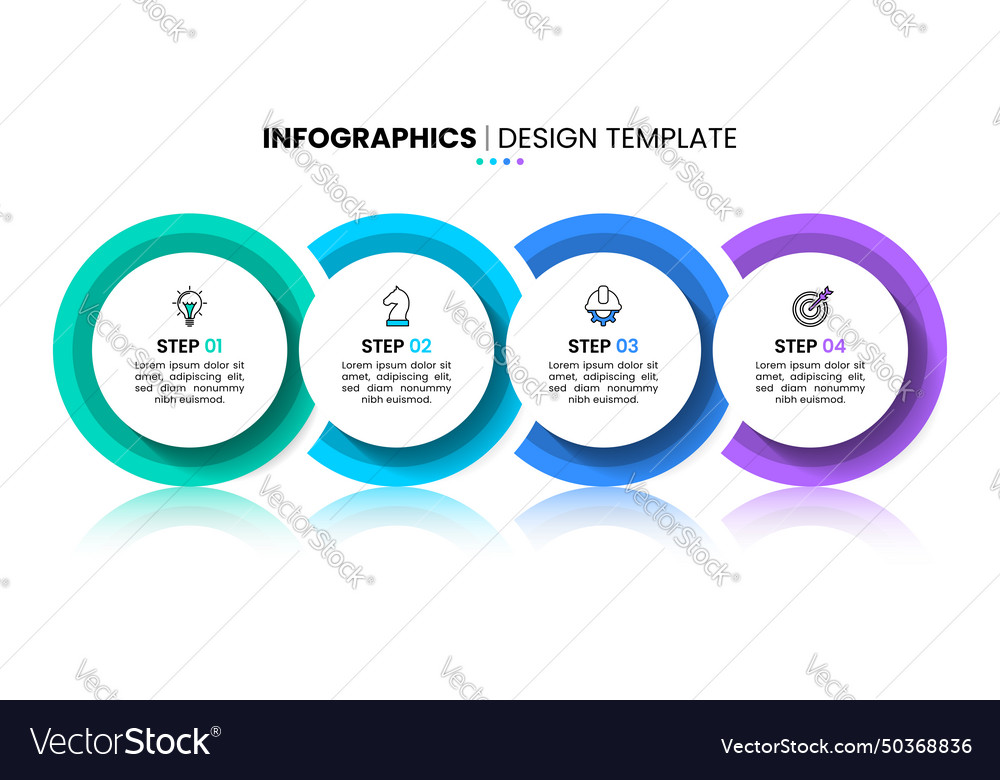 Infographic Template 4 Linked Circles In A Row Vector Image