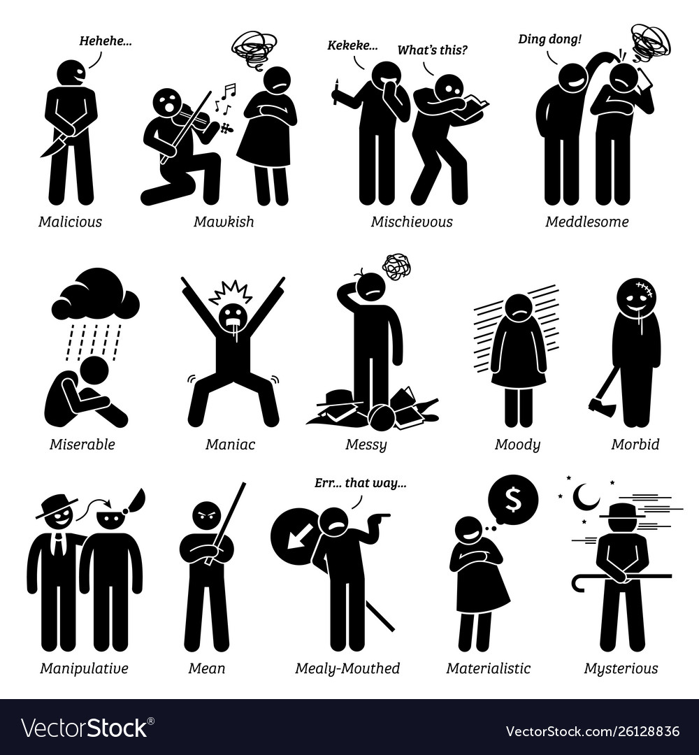Negative Personalities Character Traits Stick Vector Image