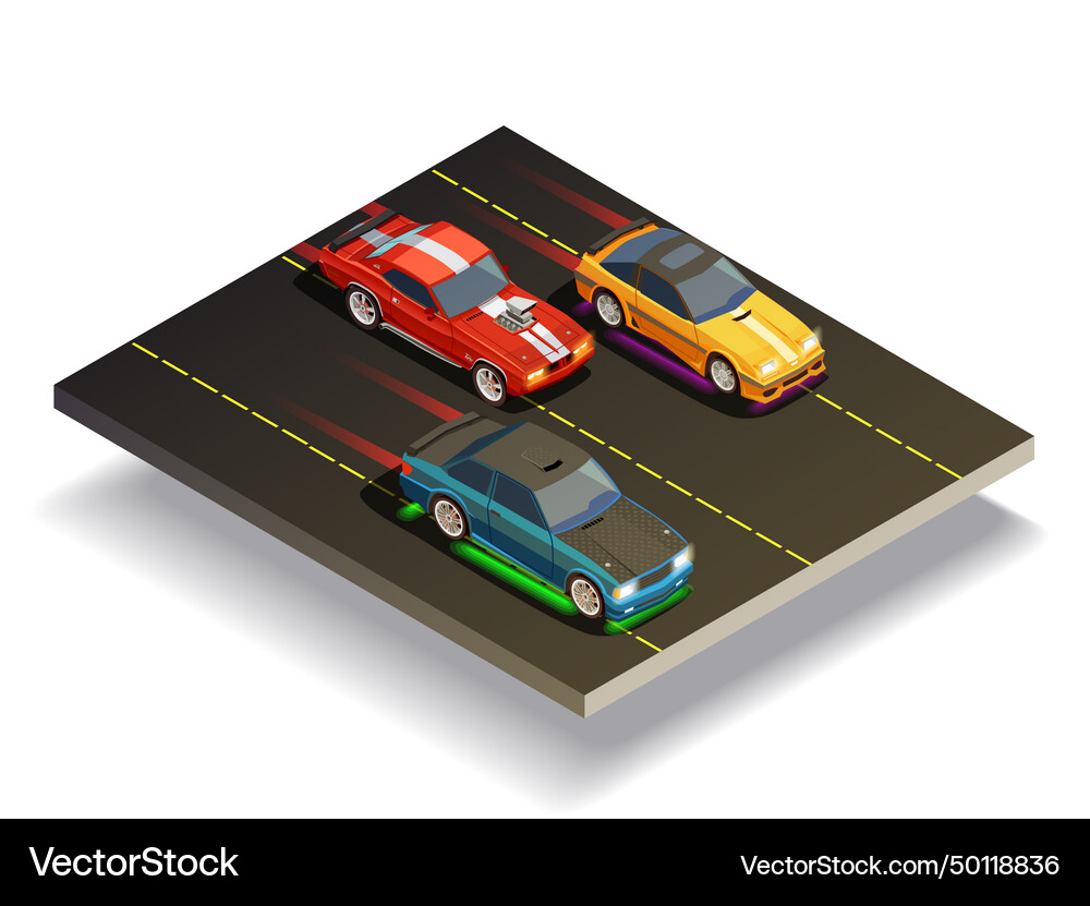 Race track cars composition Royalty Free Vector Image