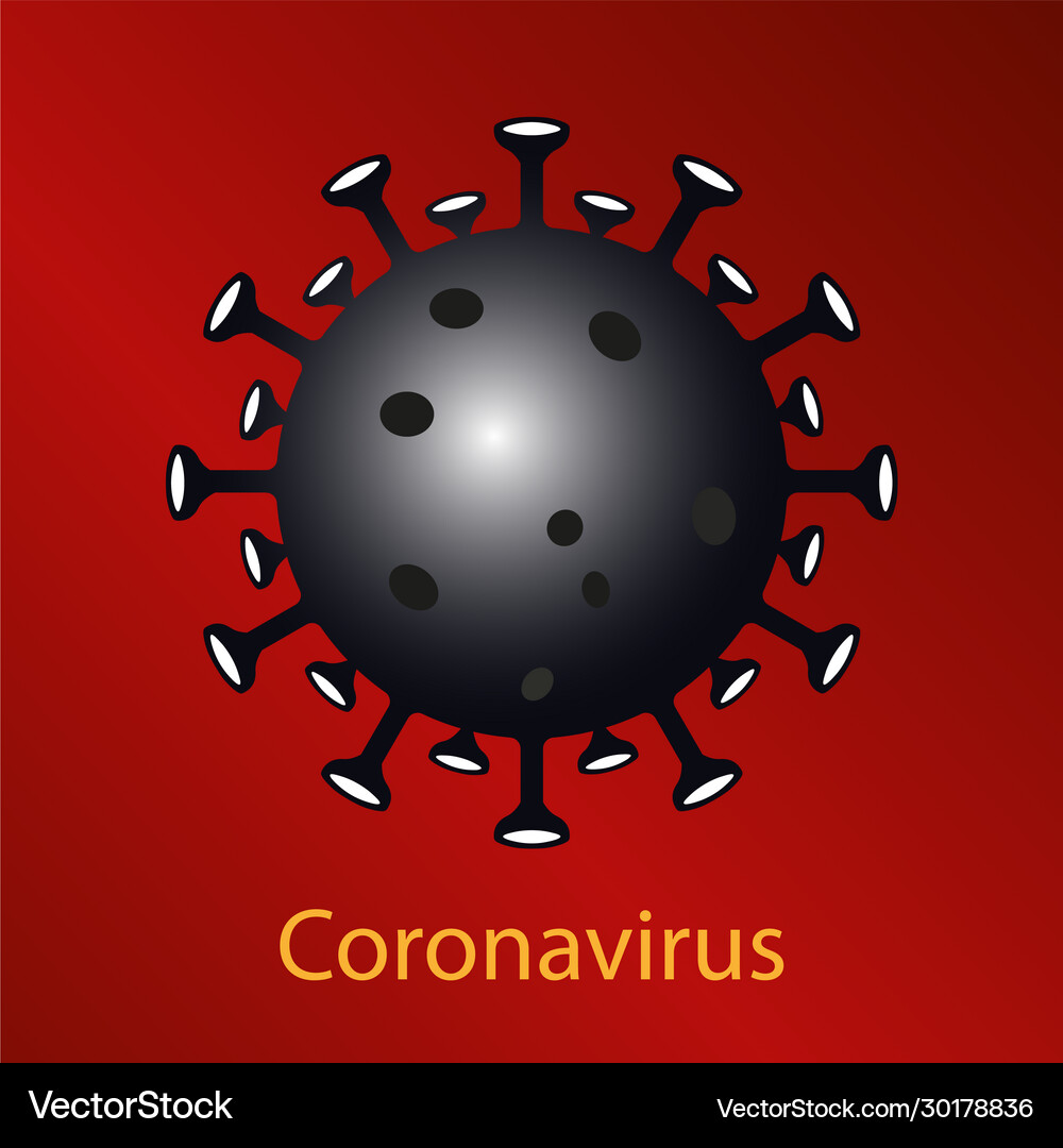 Red composition with a black coronavirus sign Vector Image