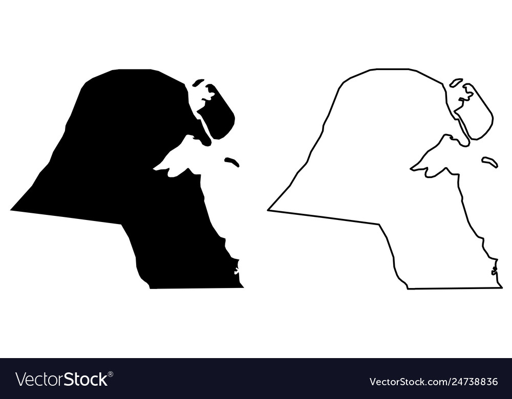 Simple only sharp corners map - state kuwait Vector Image