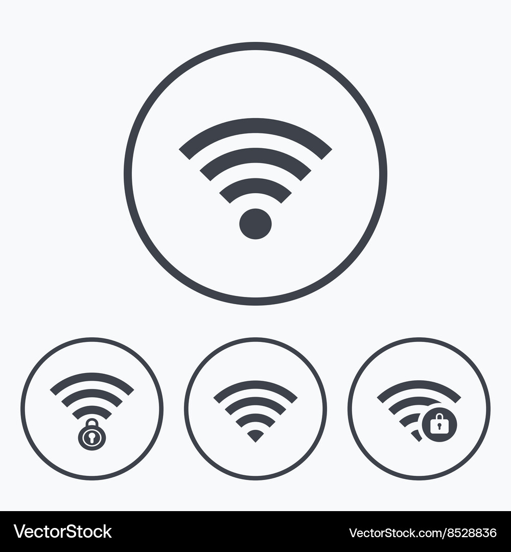 Wifi wireless network icons wi-fi zone locked Vector Image
