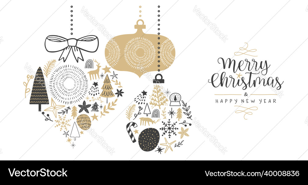 Year winter cartoon bauble banner Royalty Free Vector Image