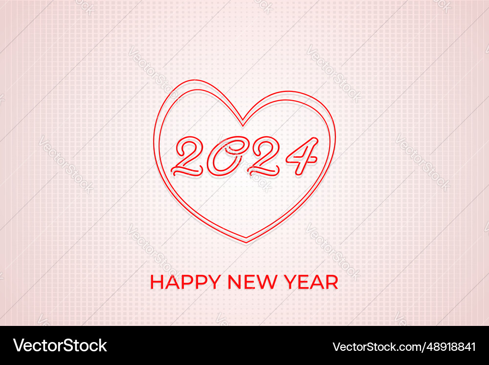 2024 with a love heart shape design Royalty Free Vector