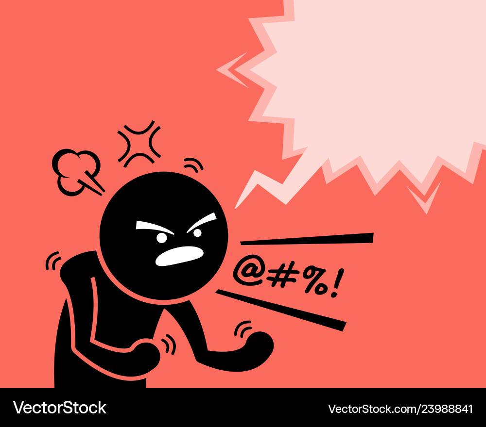 A very angry man expressing his anger rage and Vector Image