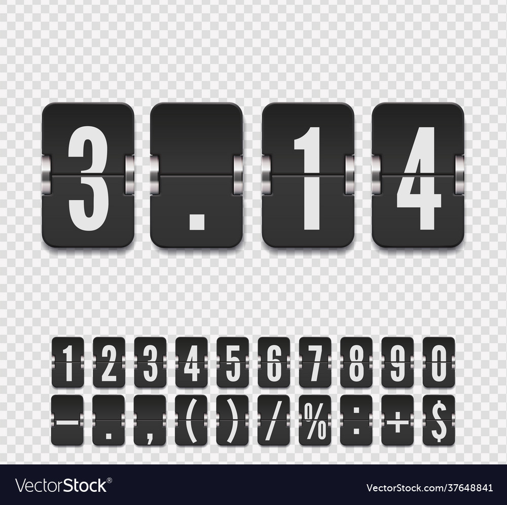 Analog countdown number font flip Royalty Free Vector Image