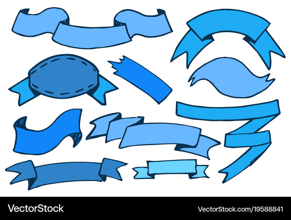 Banners of blue color drawn Royalty Free Vector Image
