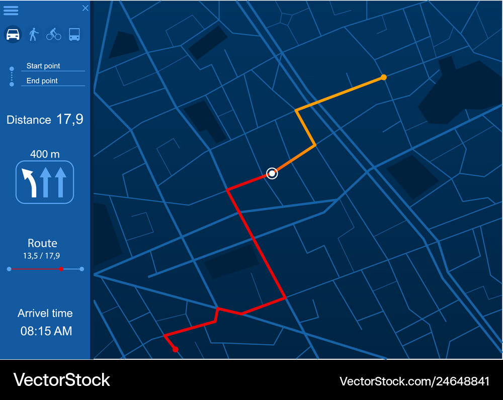Cartoon route dashboard concept card poster Vector Image