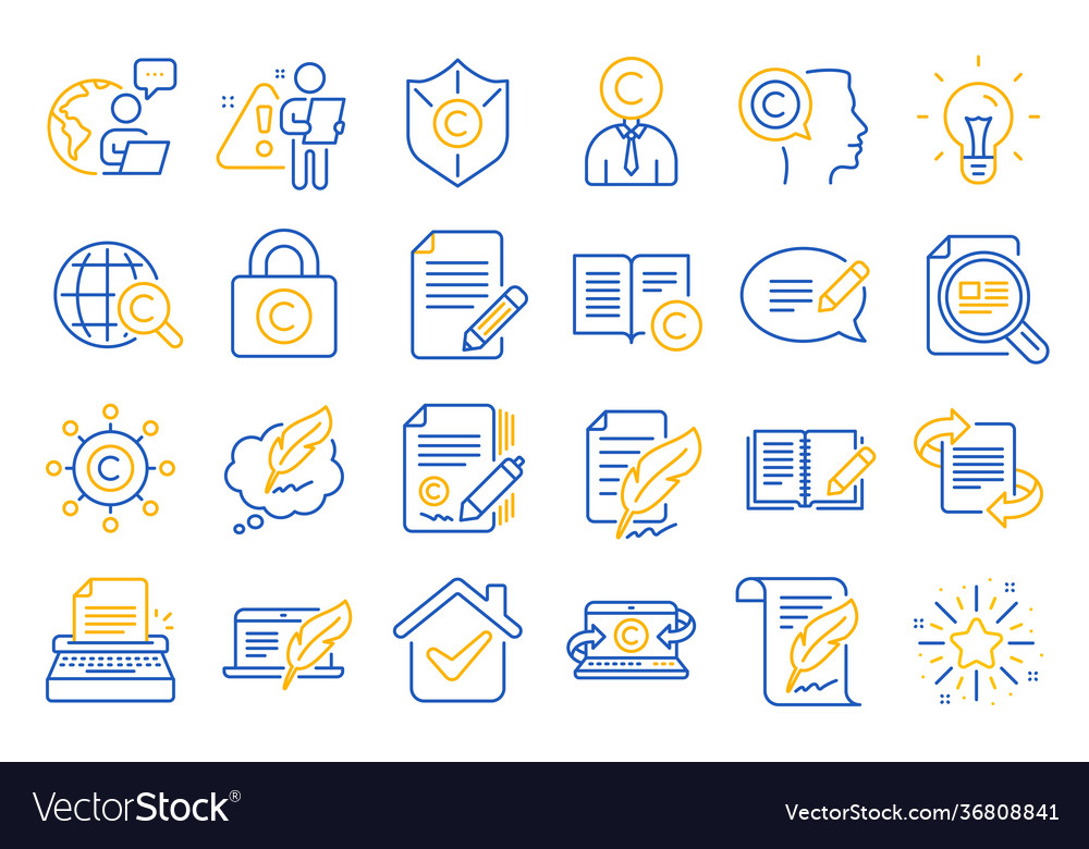 Copywriting line icons copyright typewriter Vector Image