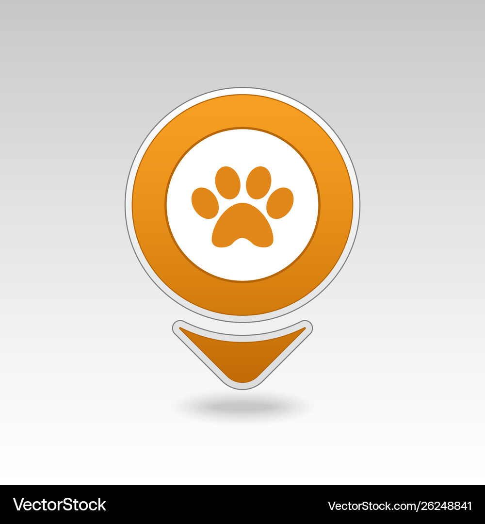 Dog paw pin map icon pointer markers Royalty Free Vector