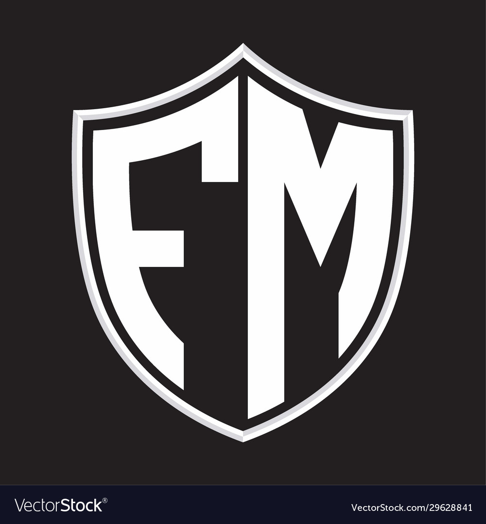Fm logo monogram with shield shape isolated Vector Image