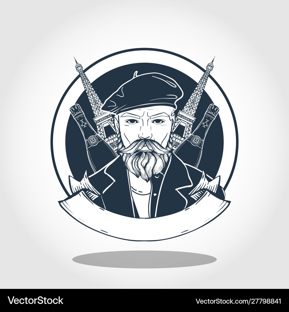 Hand drawn sketch french man Royalty Free Vector Image