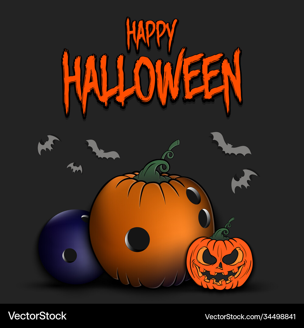 Happy halloween bowling ball pumpkin Royalty Free Vector