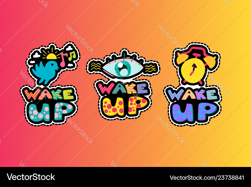 Morning Wake Up Stickers - Stitch Set Royalty Free Vector