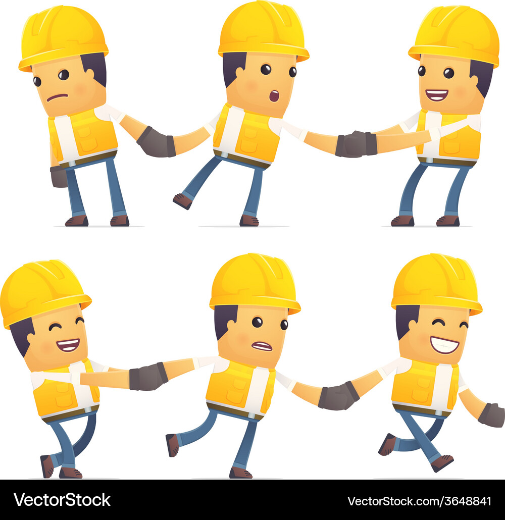 Set of contractor character in different poses Vector Image