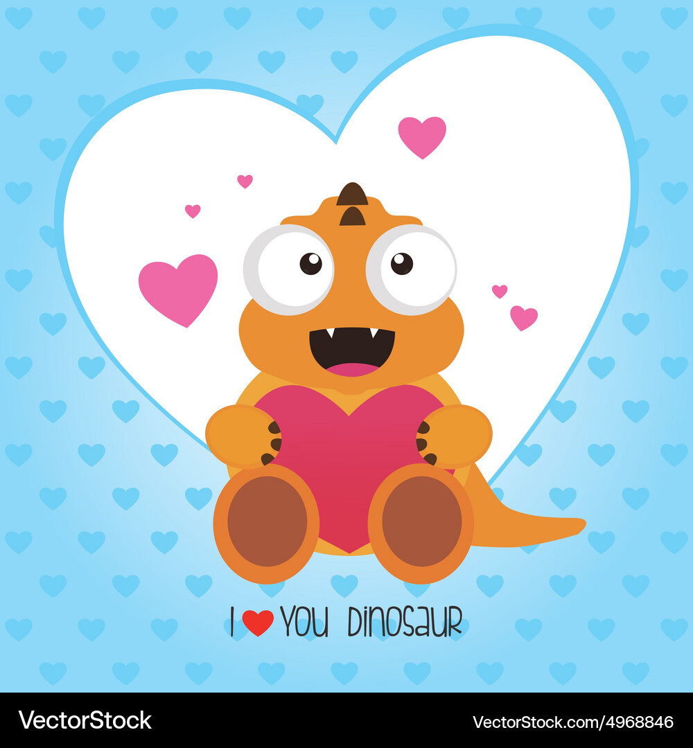 Abstract cute dinosaur on a special love Vector Image