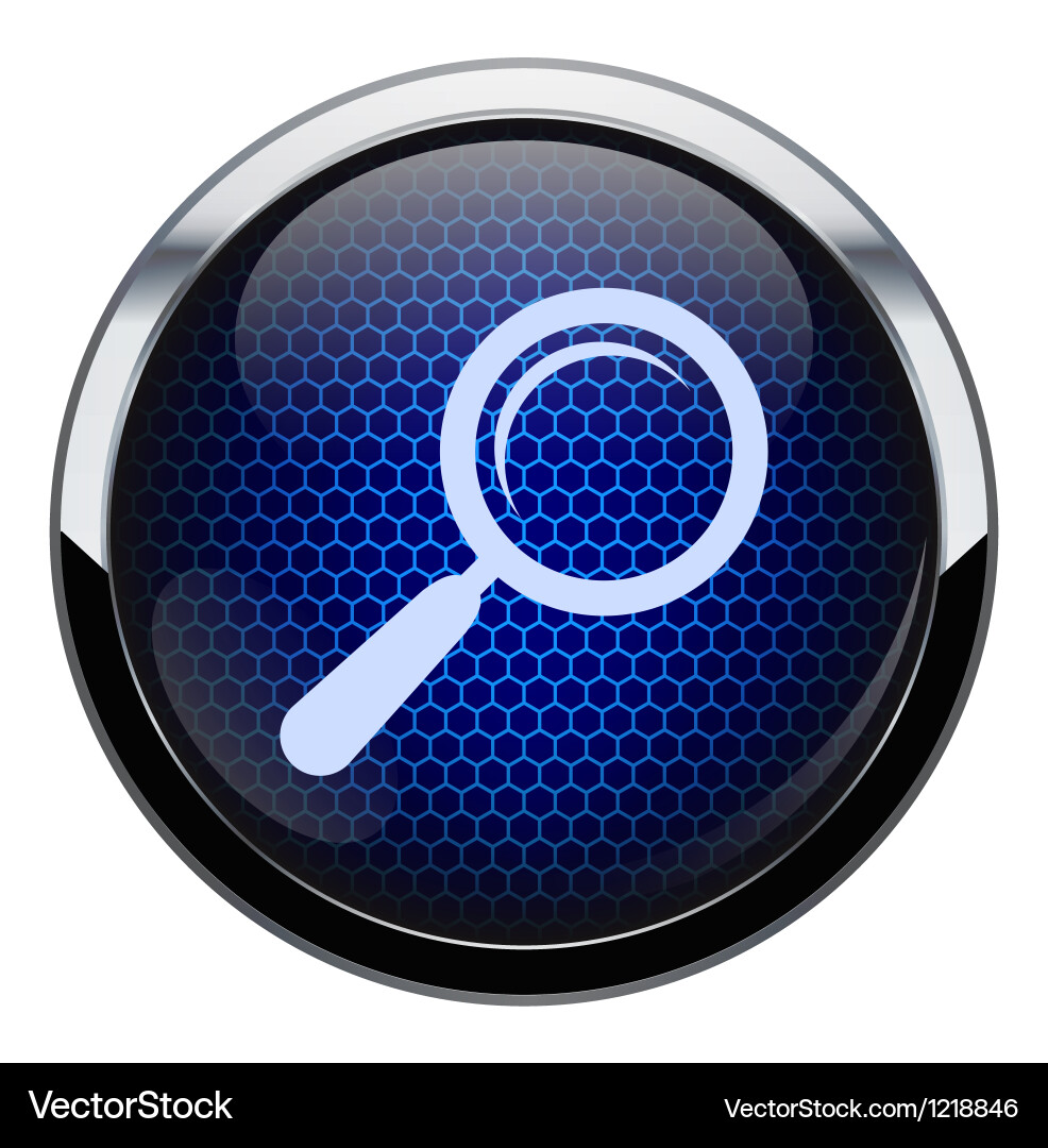 Blue honeycomb magnifying glass icon Royalty Free Vector