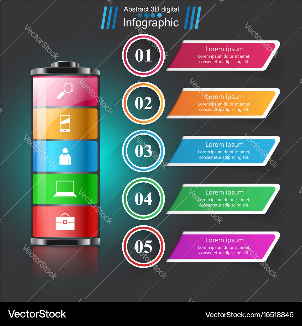 Business infographics battery icon Royalty Free Vector Image