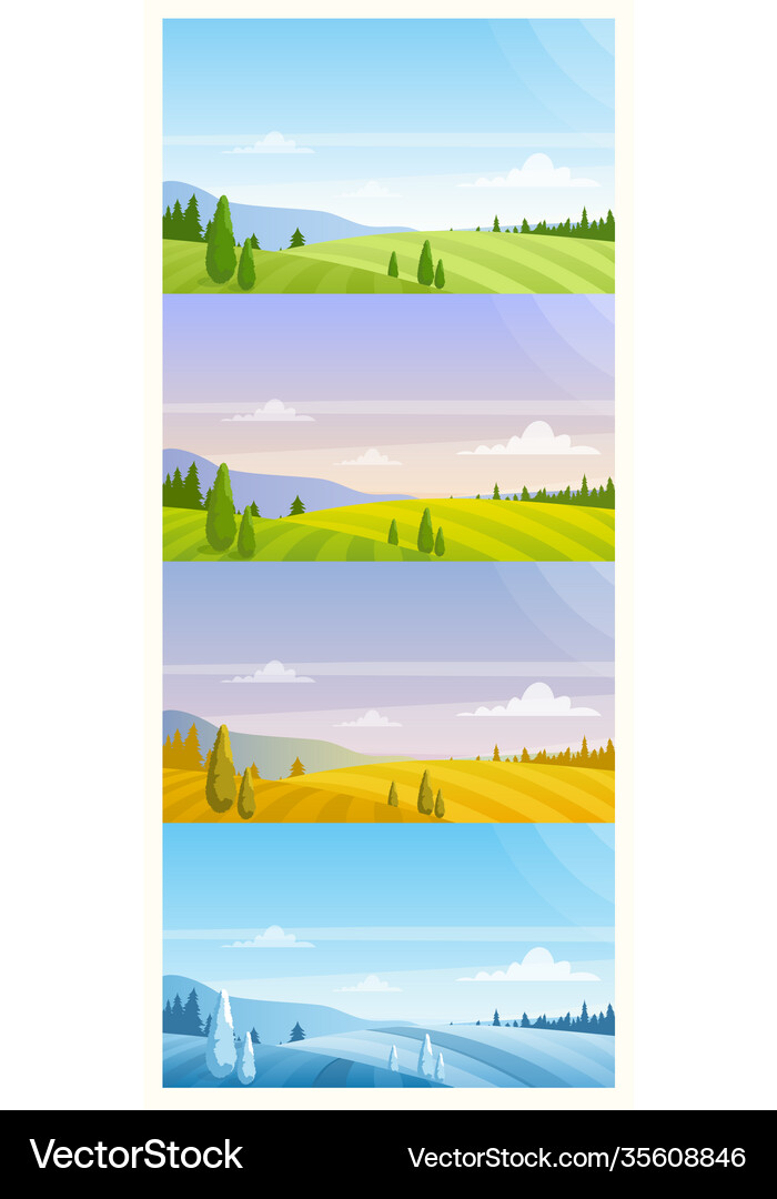 Cartoon panoramic countryside natural scenery Vector Image